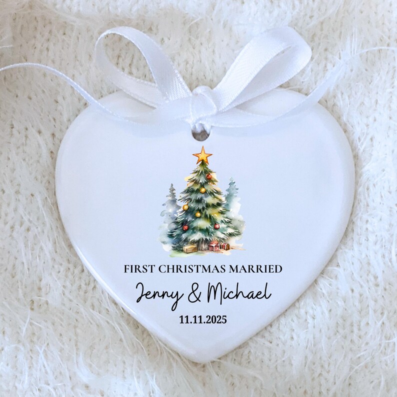 Personalized First Christmas Engaged Married 2025 Ornament: Wedding ...