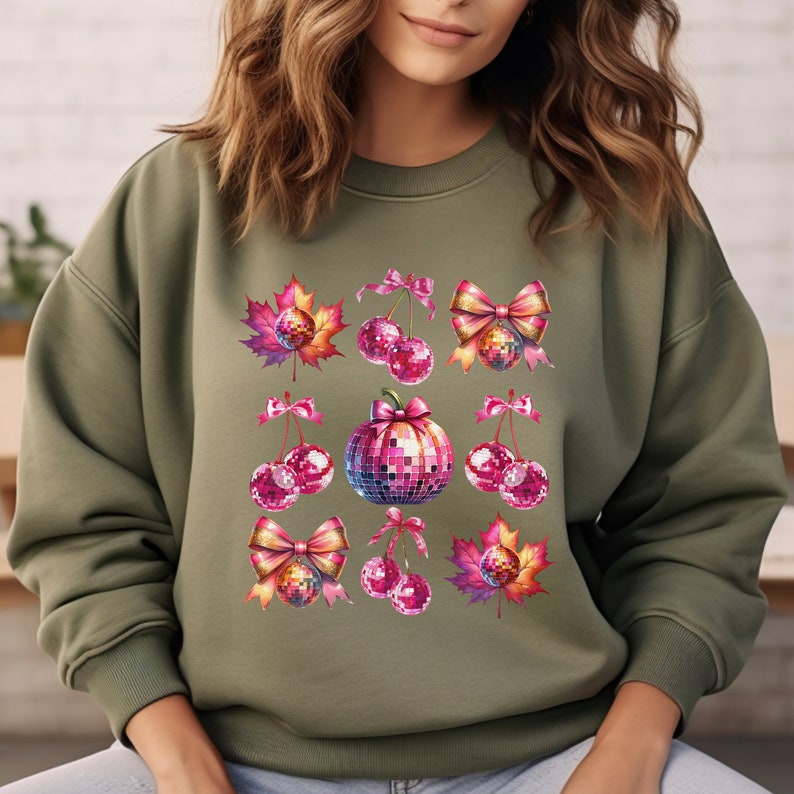 Retro Disco Ball Sweatshirt for Women Aesthetic Thanksgiving Sweater ...