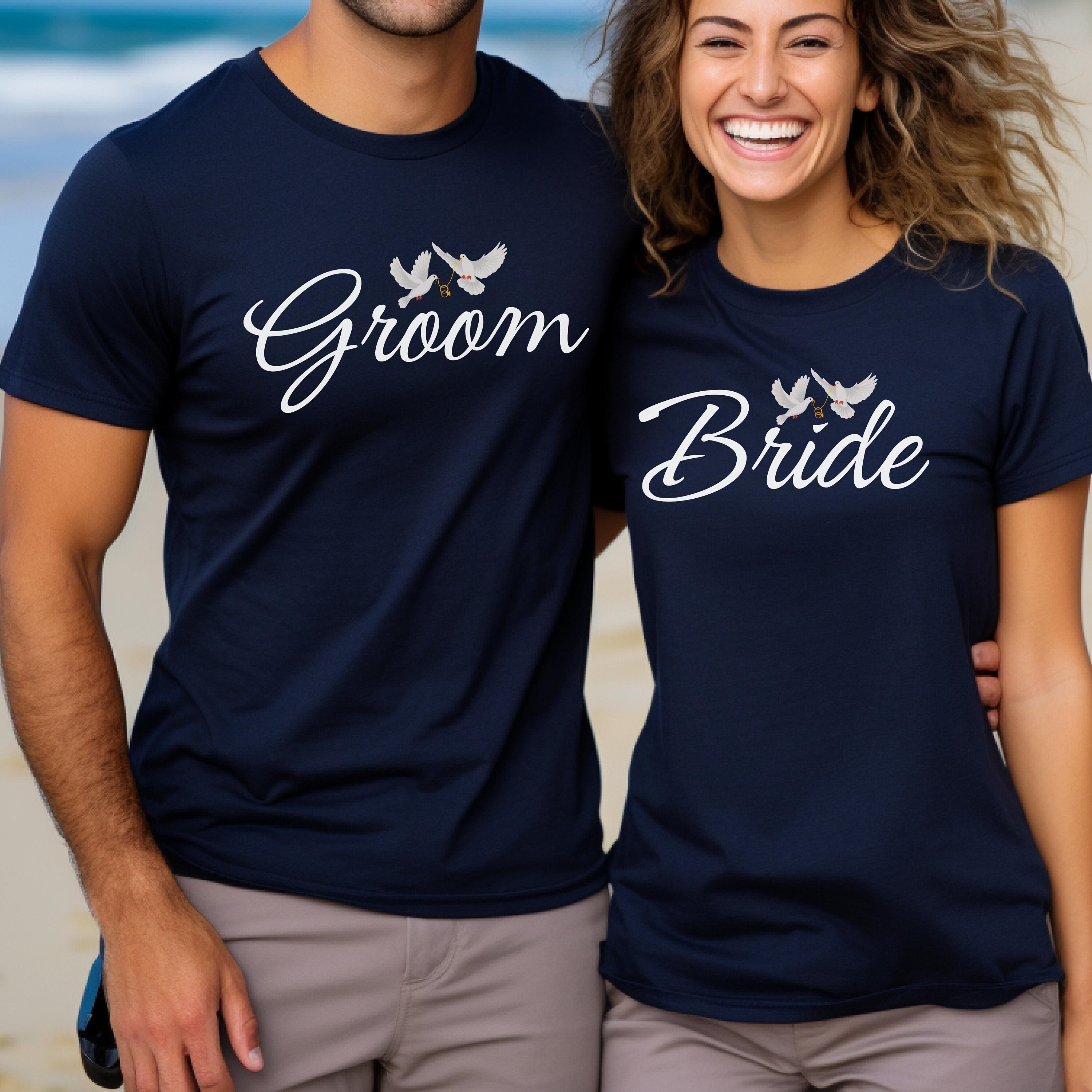 Matching Bride and Groom T-shirts: Engagement Gift for Couple - Etsy