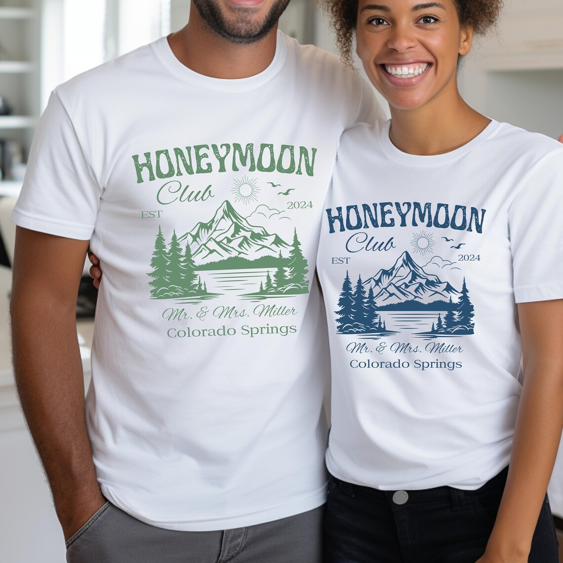 Matching Honeymoon T-shirt Gift for Couple Custom Newly Married Tee ...