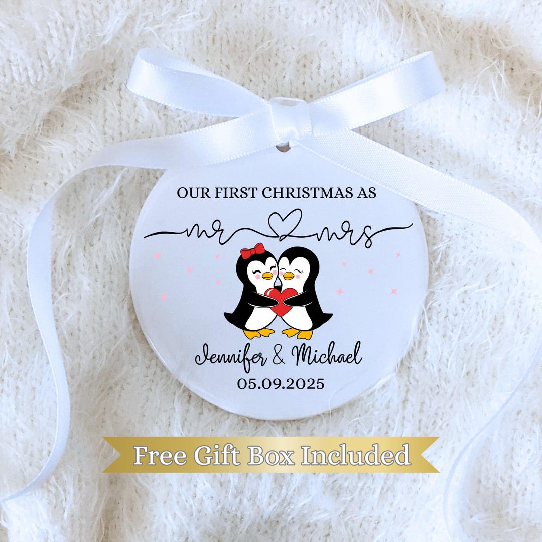Mr & Mrs Ornament, Wedding Gift, Personalized First Christmas Keepsake ...