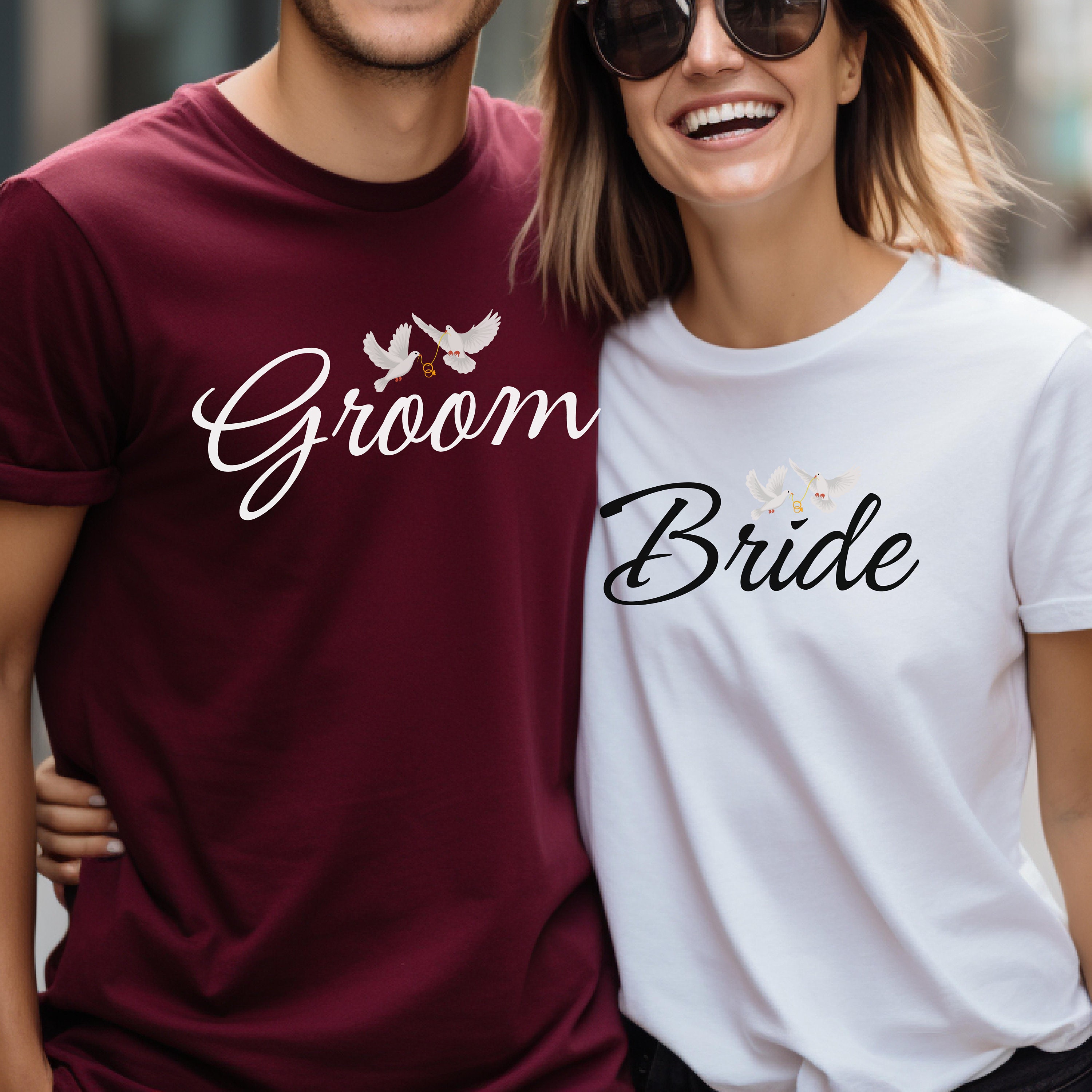 Matching Bride and Groom T-shirts: Engagement Gift for Couple - Etsy