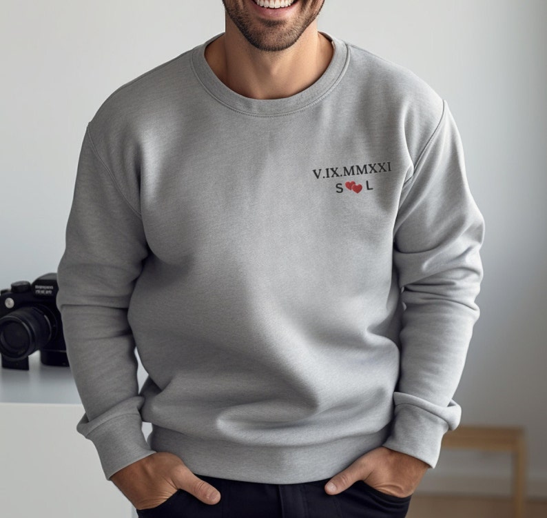 Custom Embroidered Roman Numeral Sweatshirt, Couples Anniversary Gift ...
