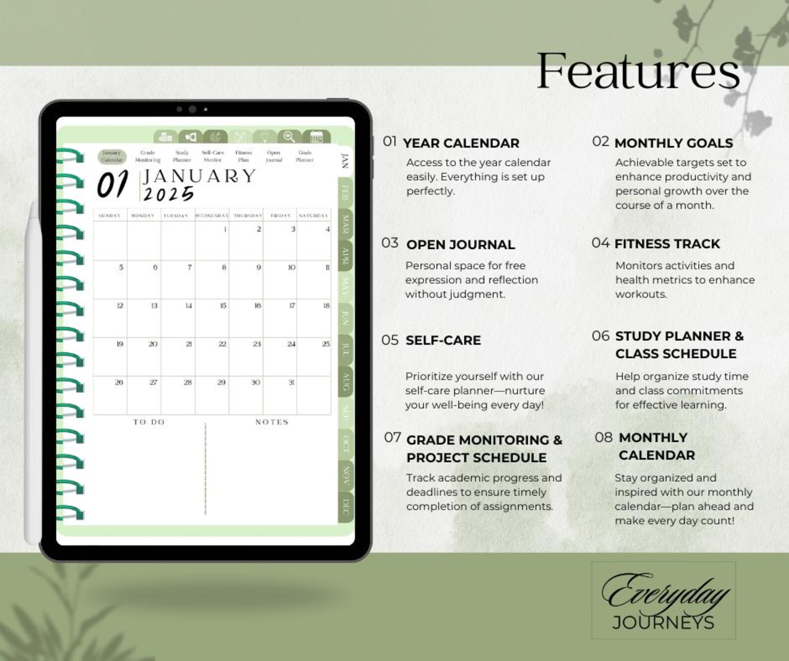 2025 Digital Student Planner, Goodnotes Planner, Daily Planner, Weekly ...