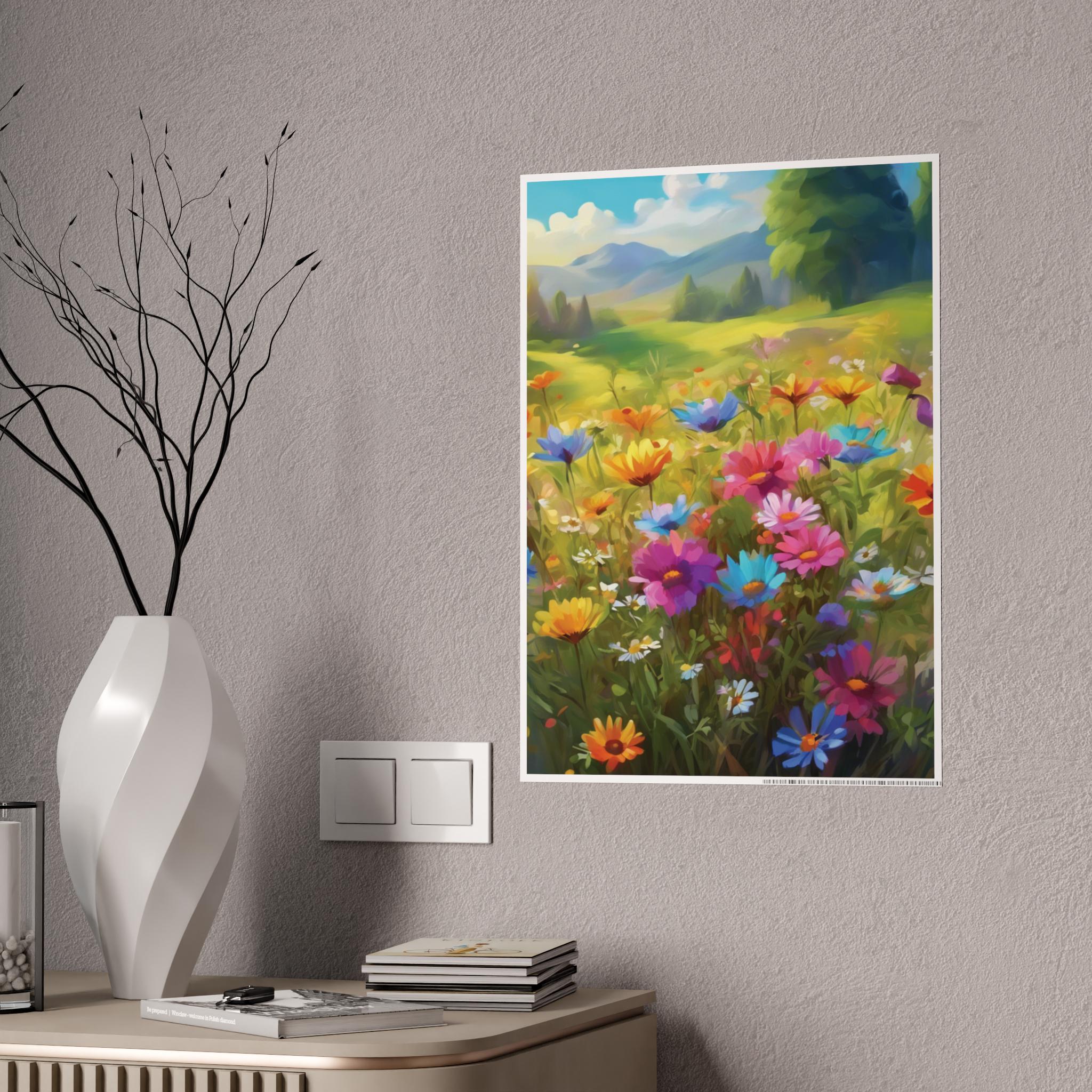 Rainbow Flower Field Glossy Poster - Etsy