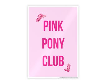 Pink Pony Club Party Aesthetic Cute Wall Art Bedroom Chappell Roan Fan ...