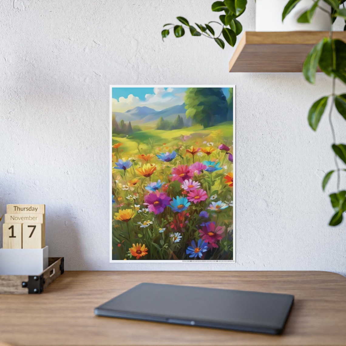 Rainbow Flower Field Glossy Poster - Etsy
