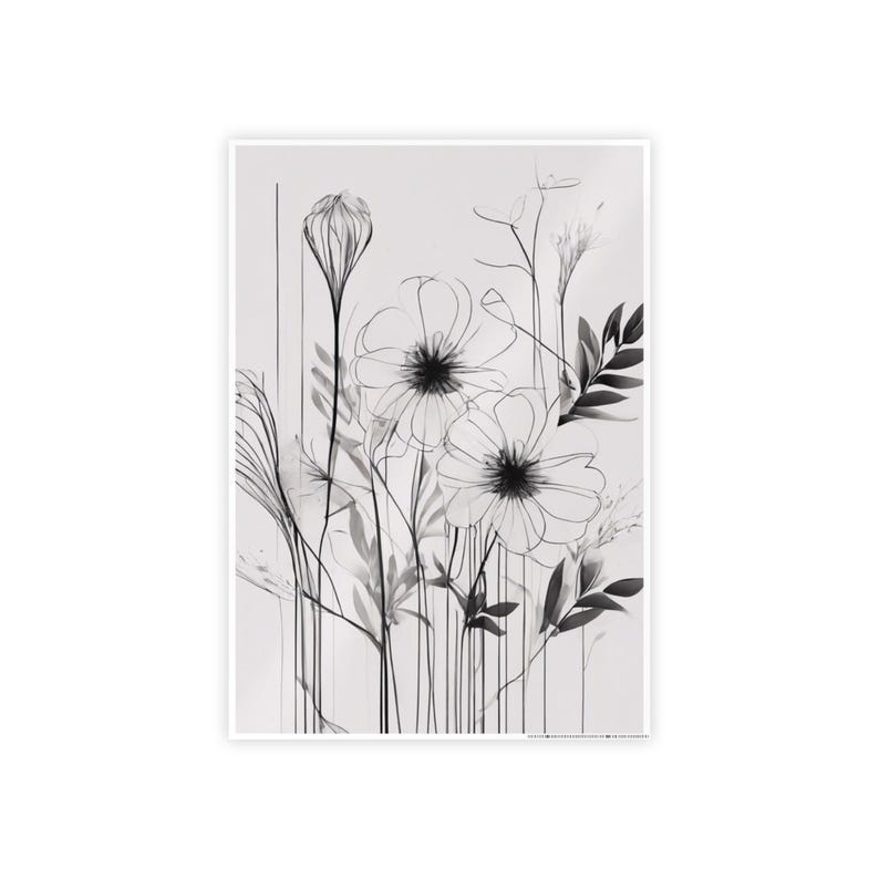 Black and White Flowers Glossy Poster - Etsy