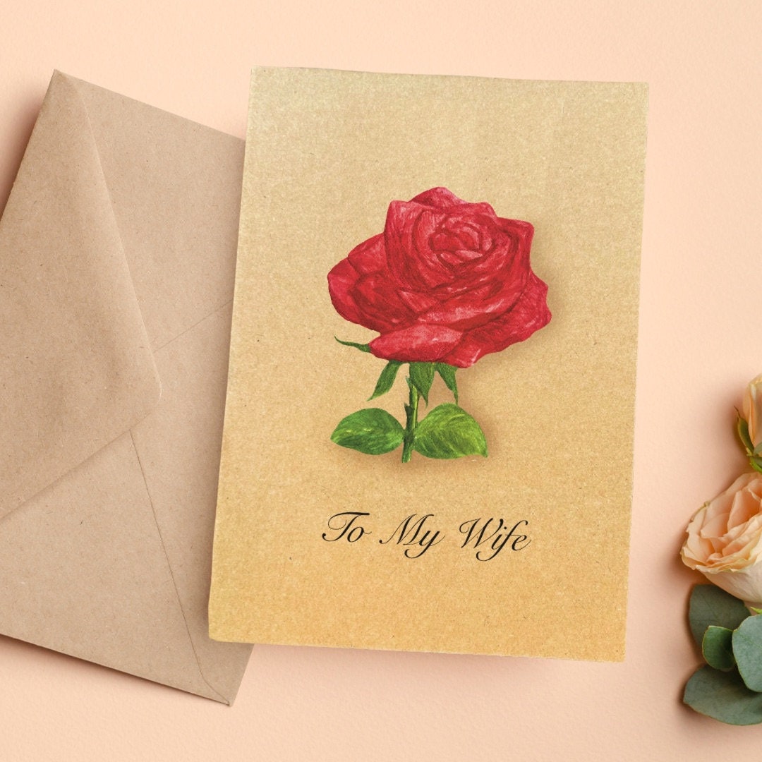Red Rose Anniversary Card Customisable Greetings Card Custom Handmade ...