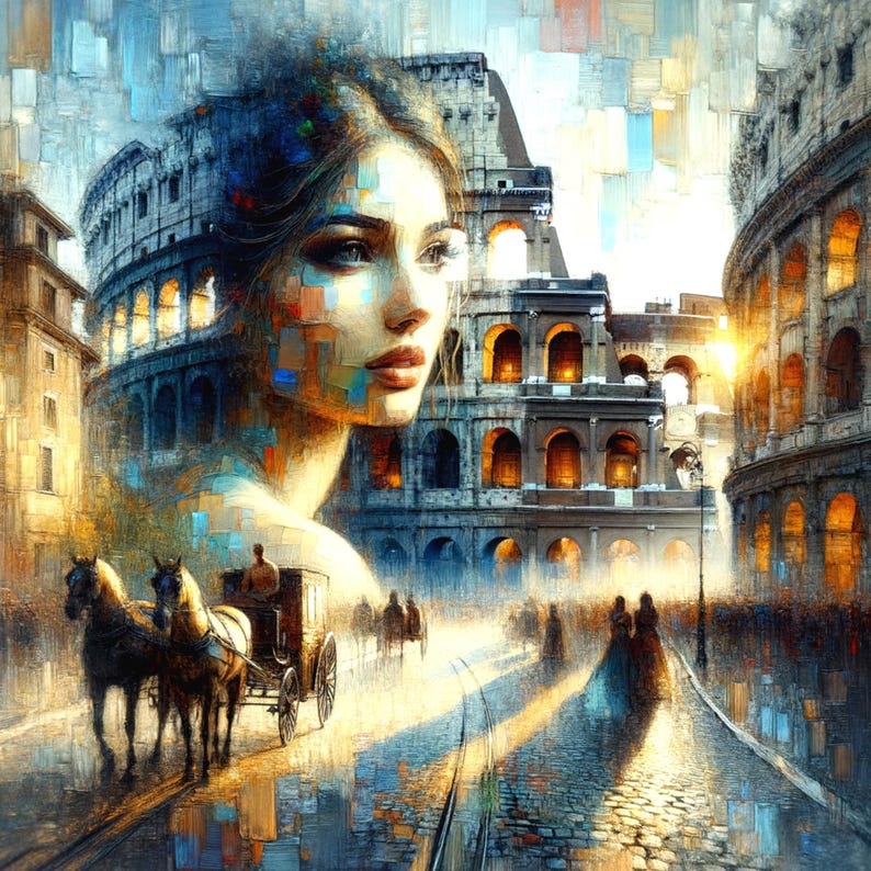 Roman Colosseum Painting, Rome Landscape Wall Art Decor, Italian Wall ...