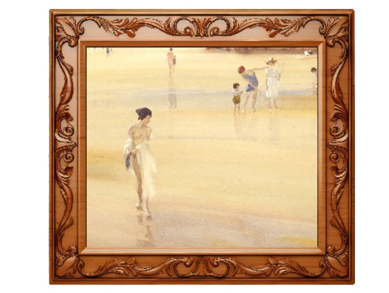 Golden Sands at Bamburgh Castle Painting by William Russell Flint Northumberland Coastline ...