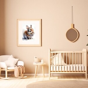 Nursery Wall Art Brown Rabbit Printable Digital Download Girl's Bedroom ...