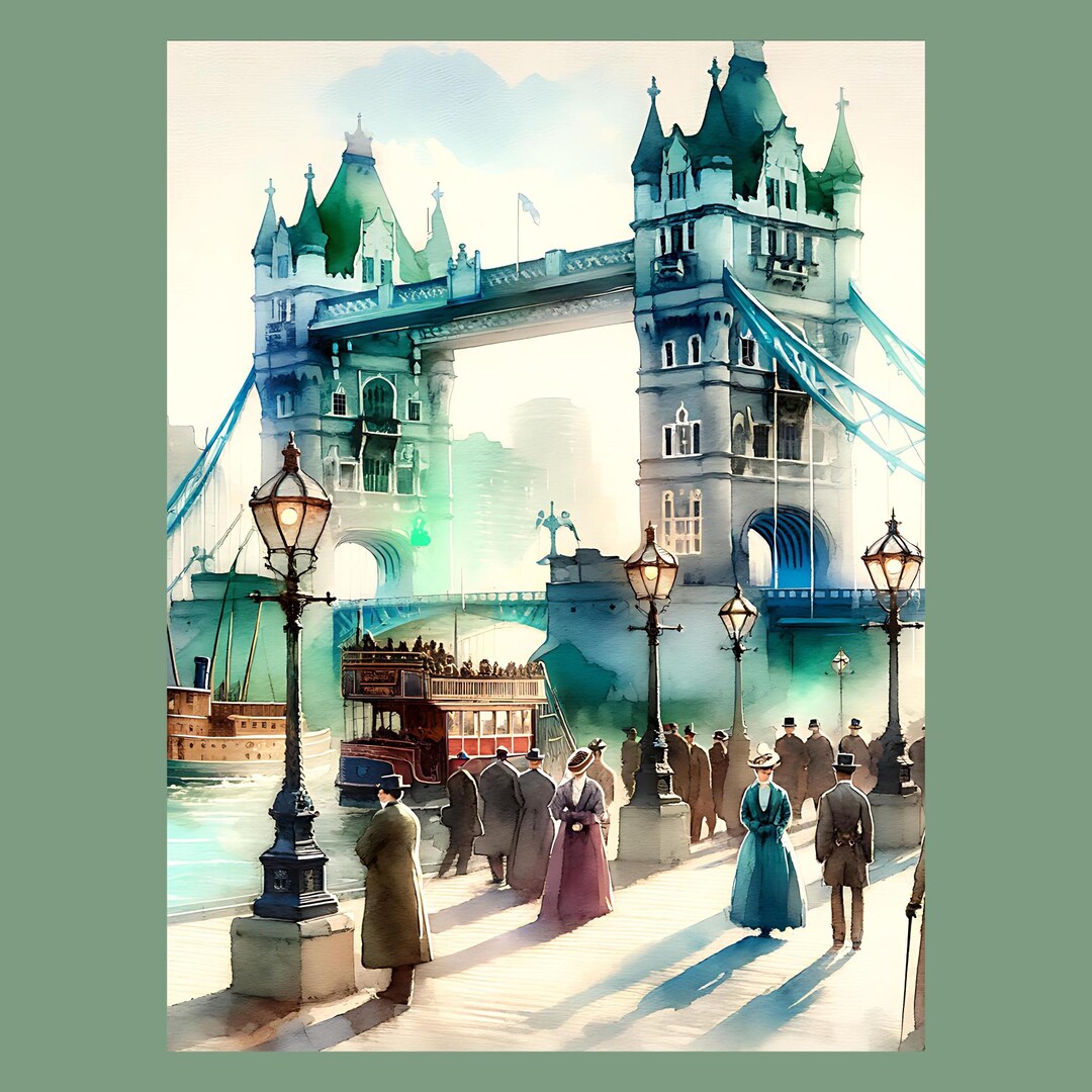 Tower Bridge London Watercolor Painting Wall Art Decor Design Iconic ...