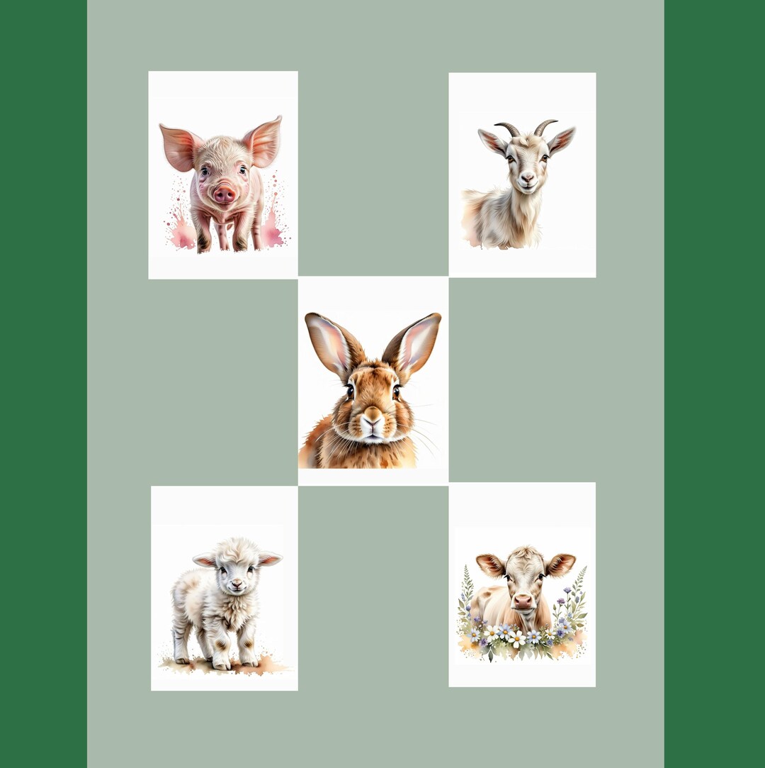 Farm Animals Nursery Decor Farm Animals Print Rabbit Print baby Pig ...
