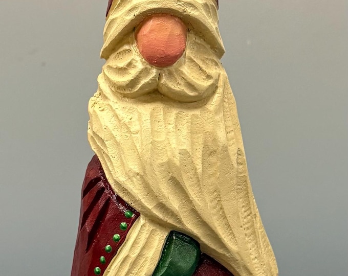 HAND Carved Original 10” Santa Holding Stocking From 100 Year Old ...