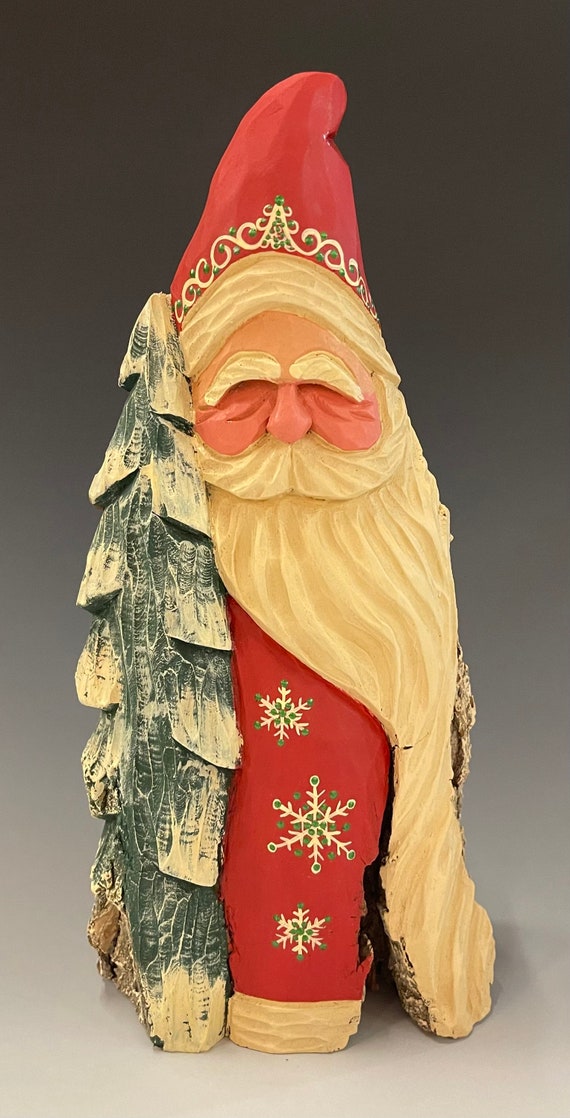 HAND Carved Original 12 Tall Santa & Tree From 100 Year - Etsy