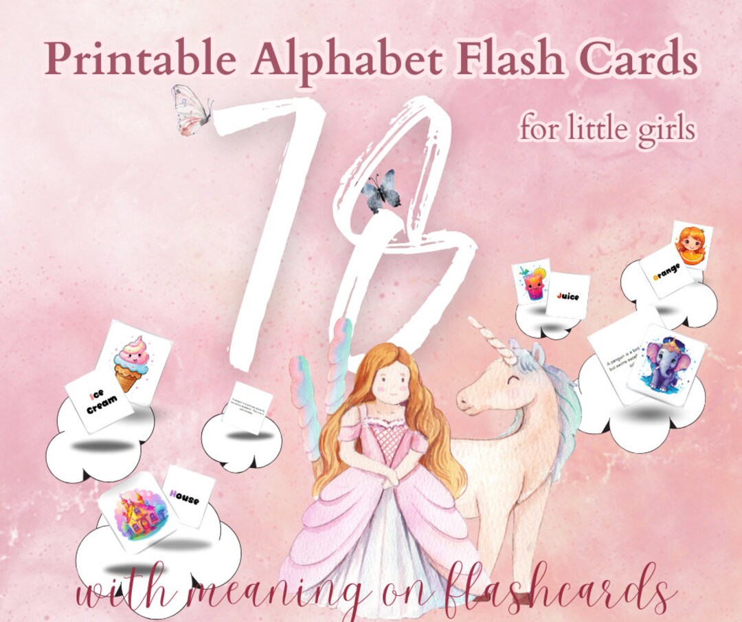 Printable Alphabet Flash Cards for Little Girls Cute and Educational ...