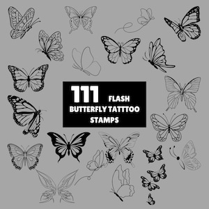 111 Butterfly Flash Tattoo Design Bundle, Tattoo Stamps, Digital ...