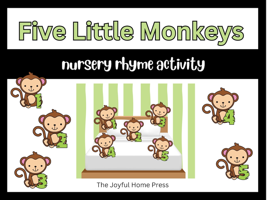 5 Little Monkeys Nursery Rhyme Activity Interactive Nursery Rhyme for ...
