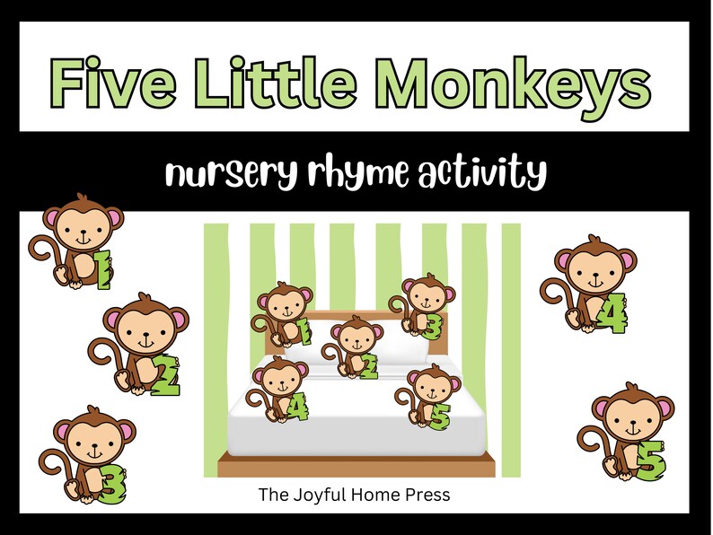 5 Little Monkeys Nursery Rhyme Activity Interactive Nursery Rhyme for ...