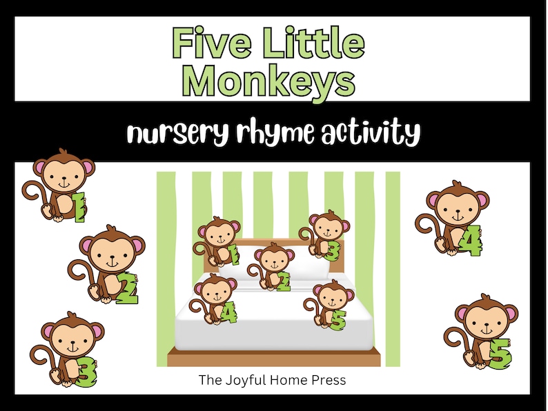 5 Little Monkeys Nursery Rhyme Activity Interactive Nursery Rhyme for ...