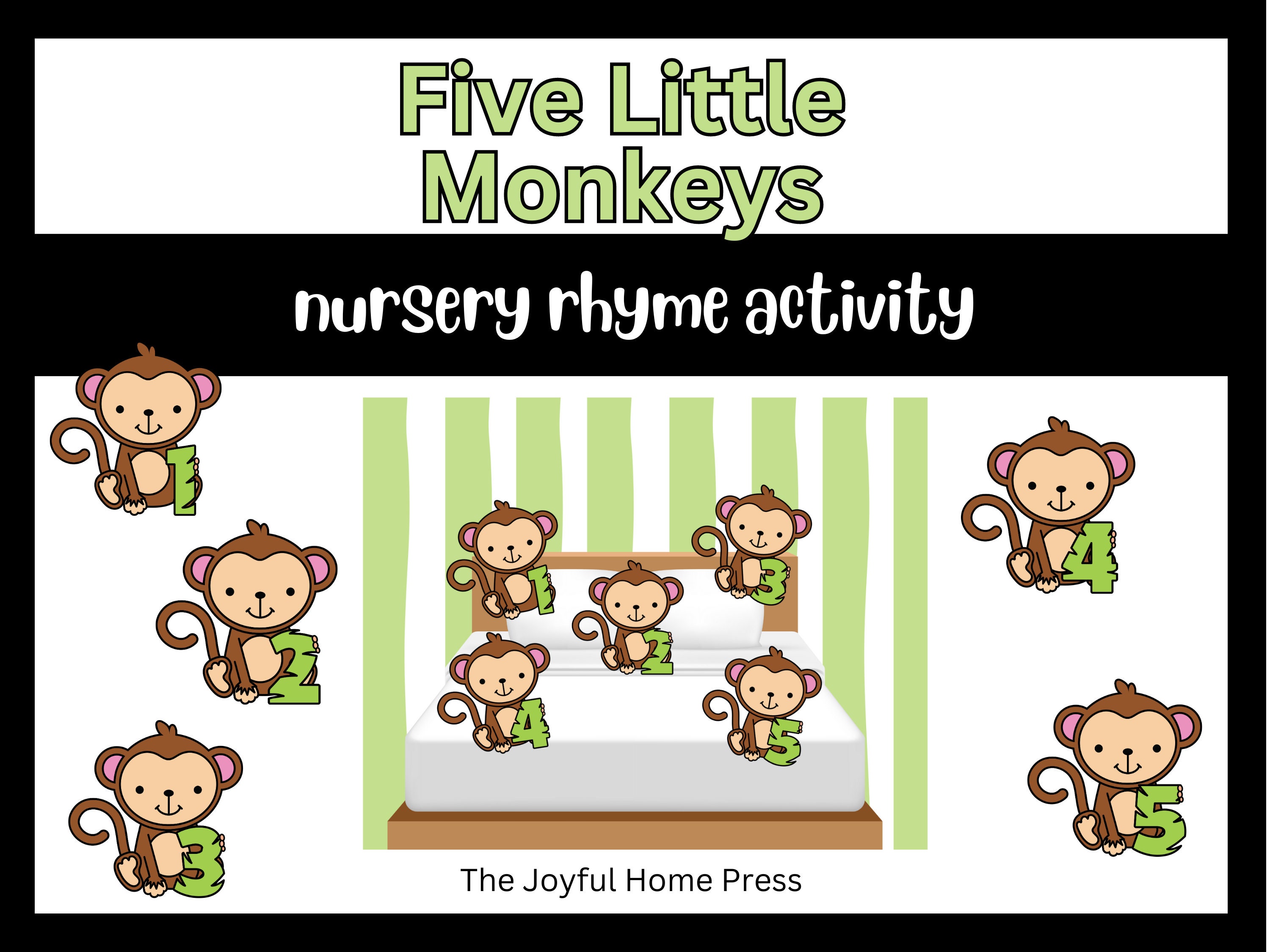 5 Little Monkeys Nursery Rhyme Activity Interactive Nursery Rhyme for ...