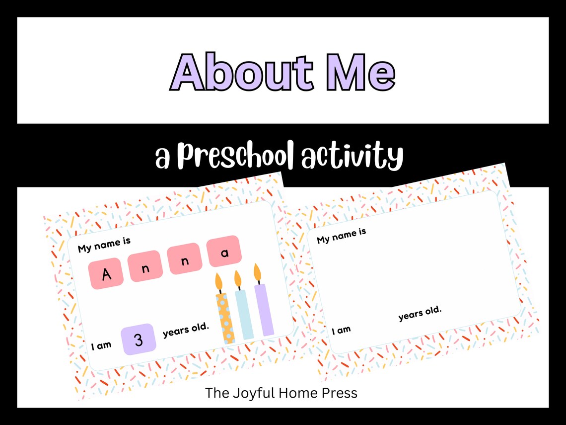 About Me Preschool Activity Name and Age - Etsy