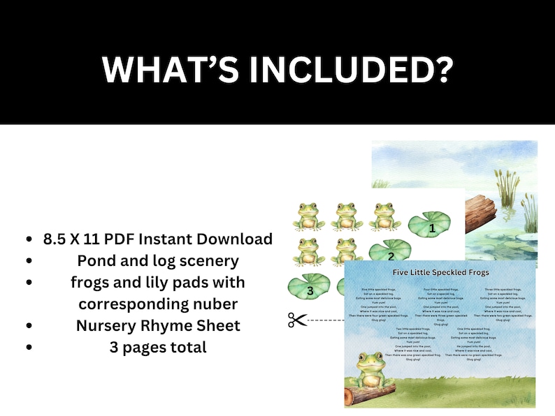 Five Little Speckled Frogs, Nursery Rhyme Prop, Toddler,preschool, Pre ...