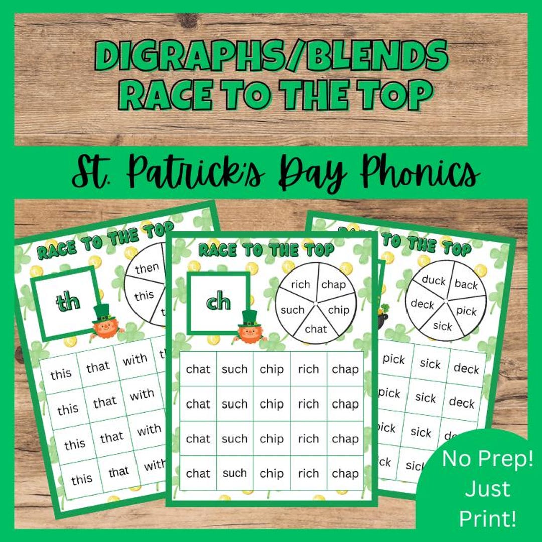 St Patricks Day Digraphs and Blends Phonics Game - Etsy