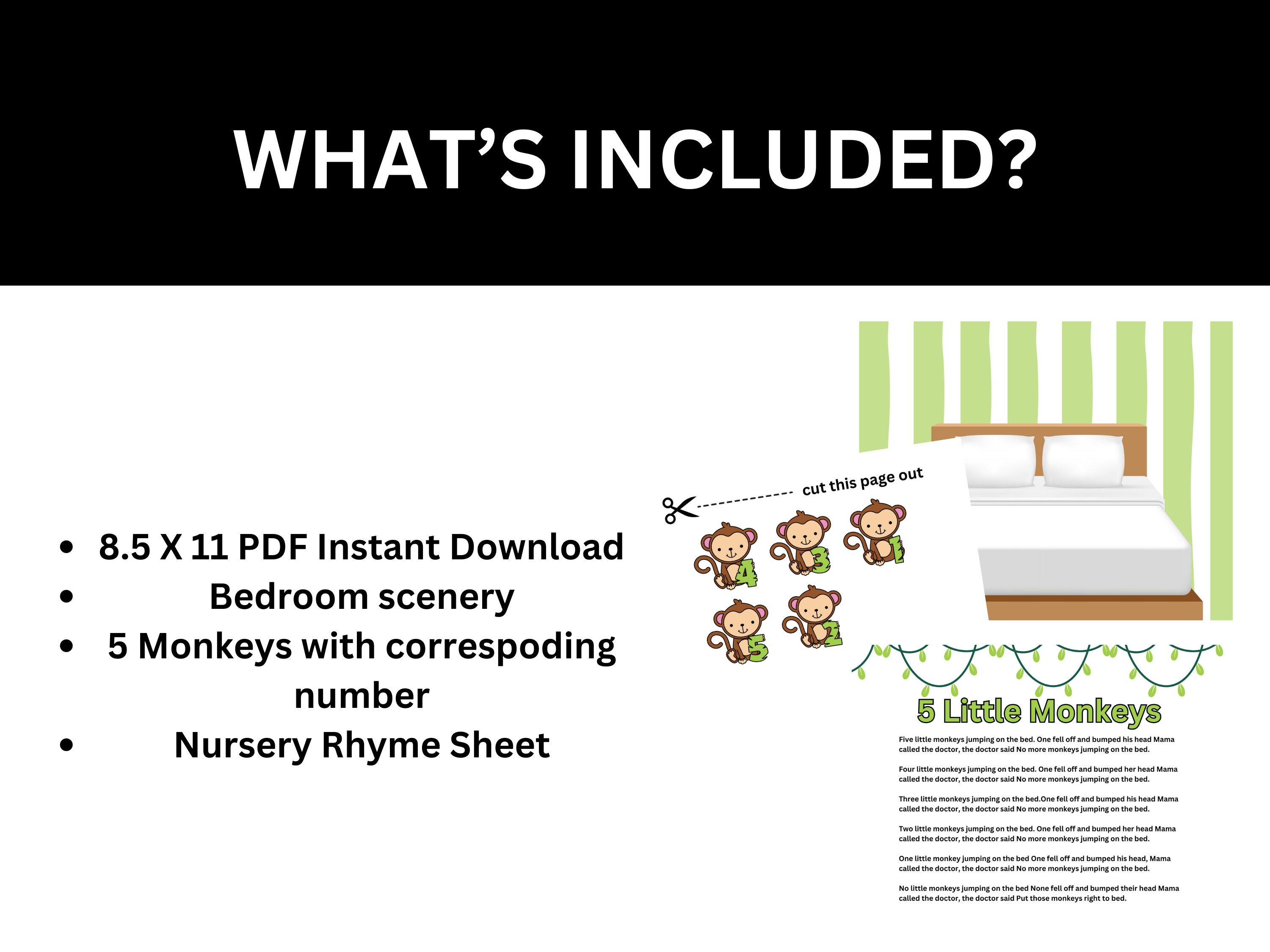 5 Little Monkeys Nursery Rhyme Activity Interactive Nursery Rhyme for ...