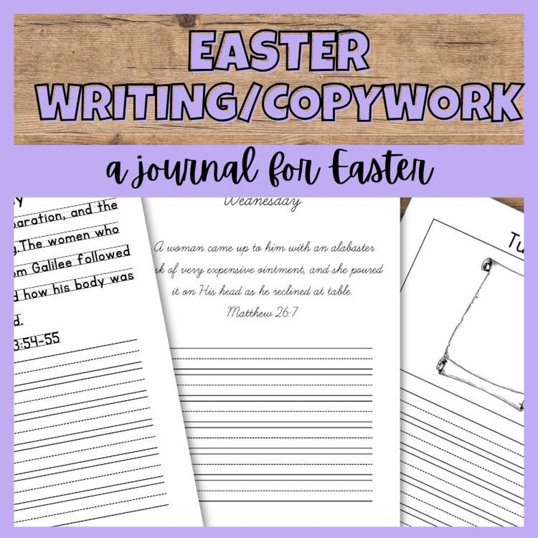 Easter Week Writing Journal and Copywriting, Easter Coloring Pages - Etsy