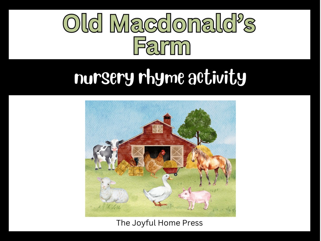 Old Macdonald's Farm Nursery Rhyme, Toddler, Preschool, Pre-k Printable ...