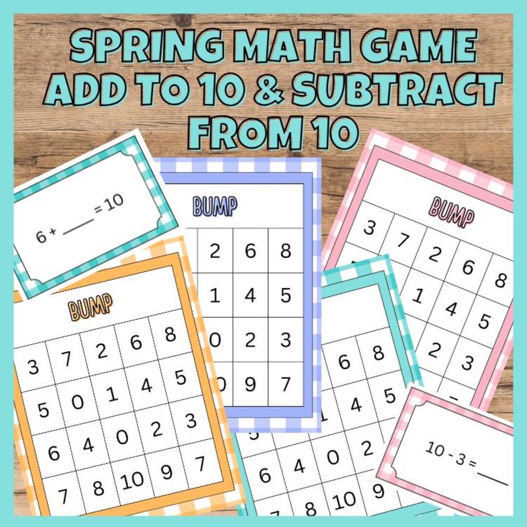 Spring Math Game Bump, Add to Ten, Subtract From Ten, Sums to Ten - Etsy