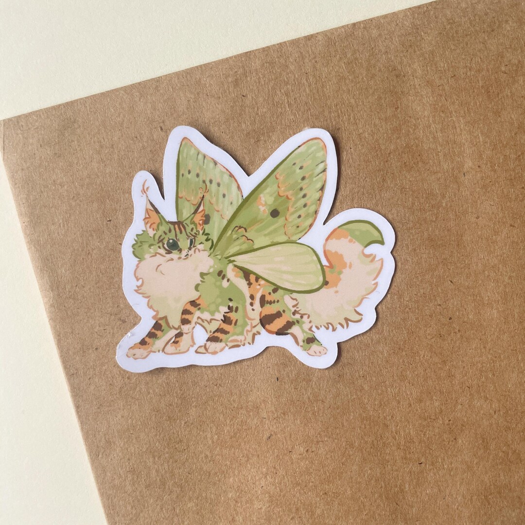 Moth Cat Sticker L Liko the Mothcat L Glossy Vinyl Sticker L Cute - Etsy