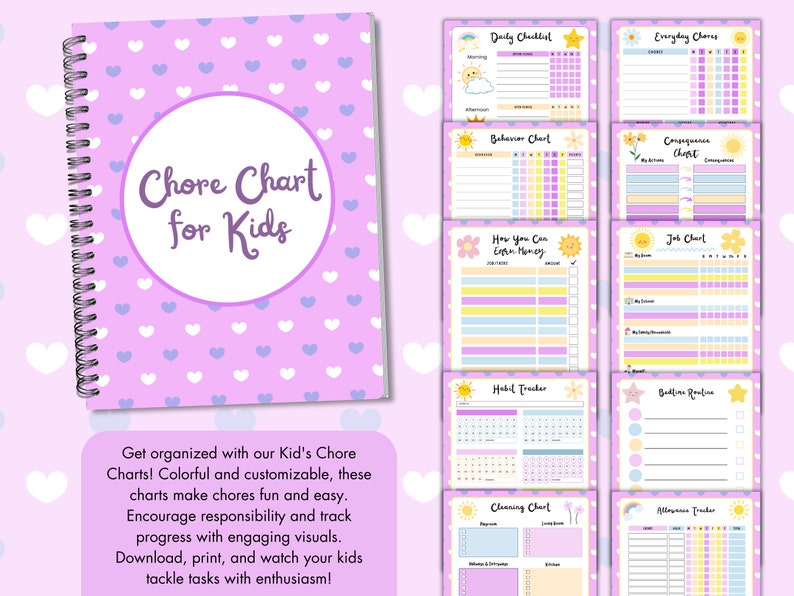 Printable Kids Chore Chart - Purple - Etsy