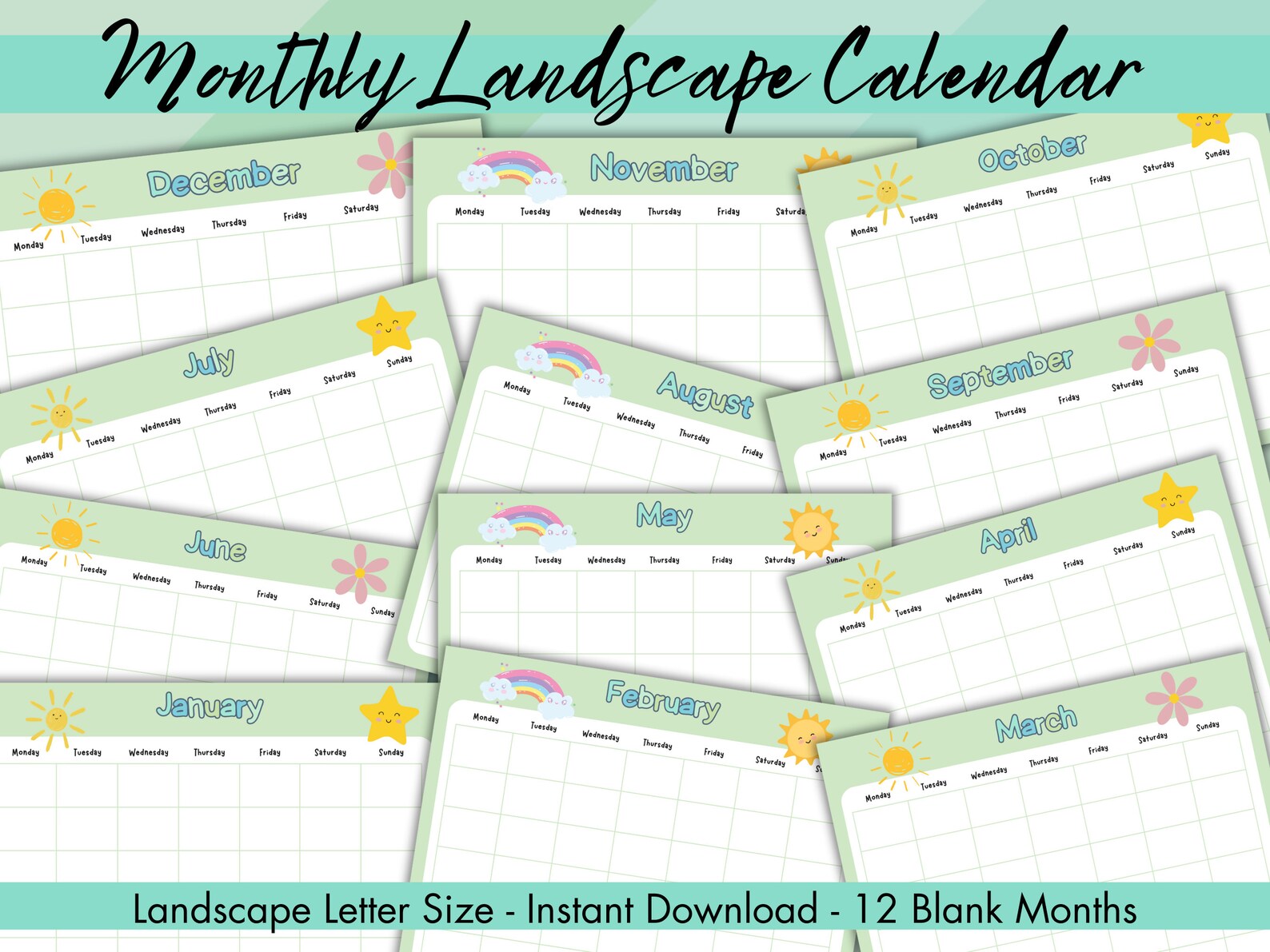 Printable Kids Chore Chart - Green - Etsy