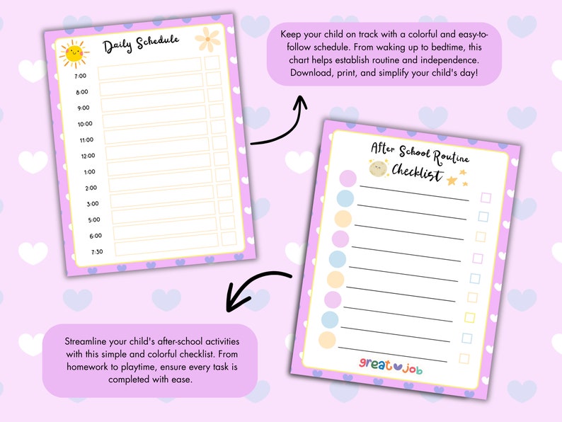 Printable Kids Chore Chart - Purple - Etsy