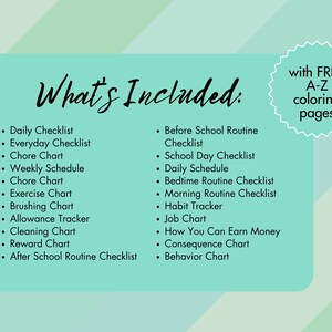 Printable Kids Chore Chart - Green - Etsy