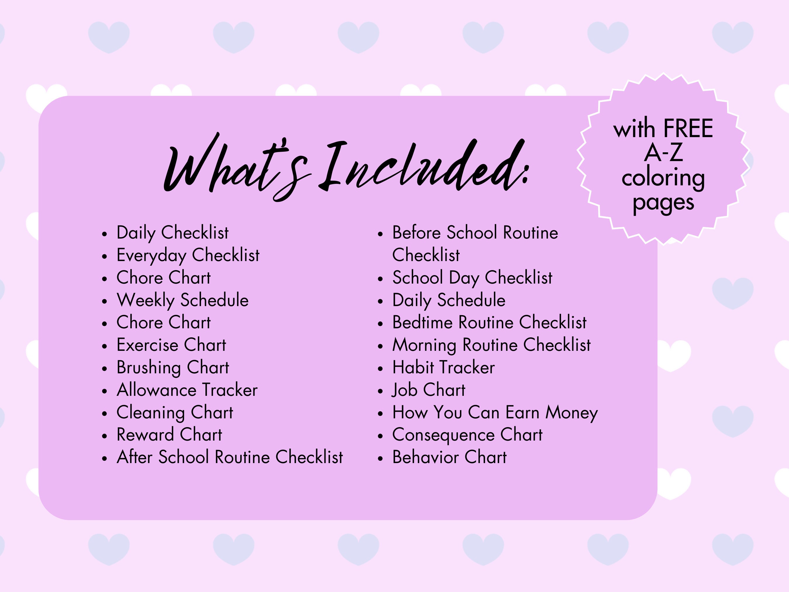 Printable Kids Chore Chart - Purple - Etsy