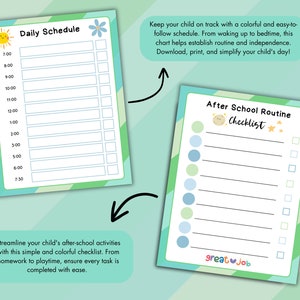Printable Kids Chore Chart - Green - Etsy