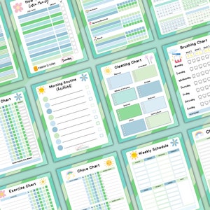 Printable Kids Chore Chart - Green - Etsy