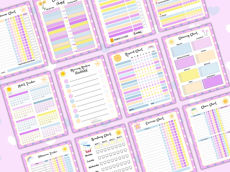 Printable Kids Chore Chart - Purple - Etsy