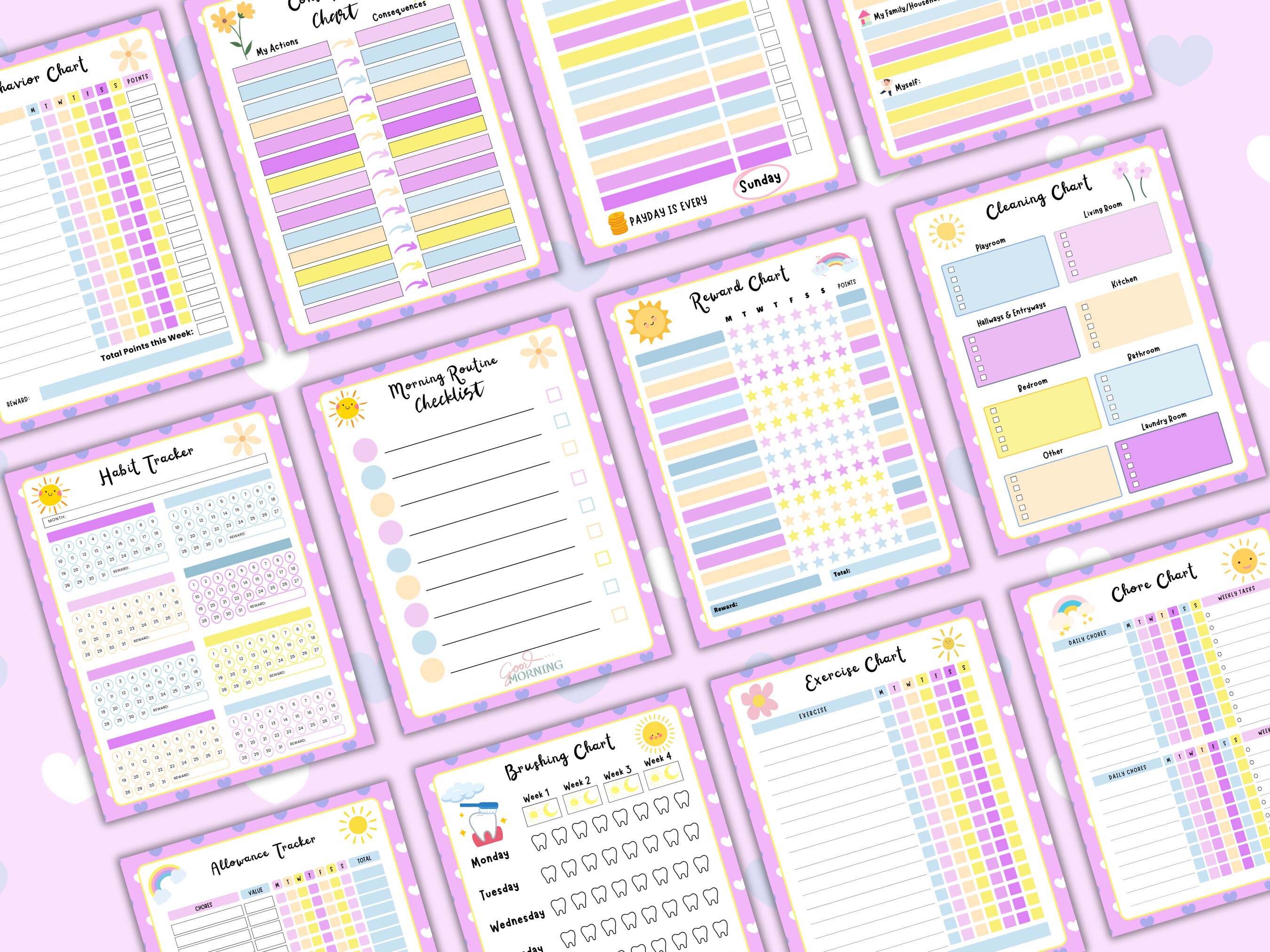 Printable Kids Chore Chart - Purple - Etsy