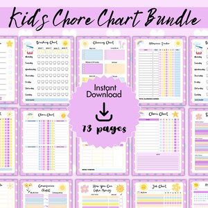 Printable Kids Chore Chart - Purple - Etsy