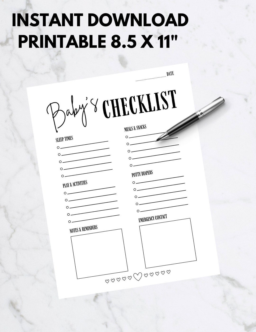 Baby Checklist Tracking Log for Babysitter Nanny Grandma Daddy ...