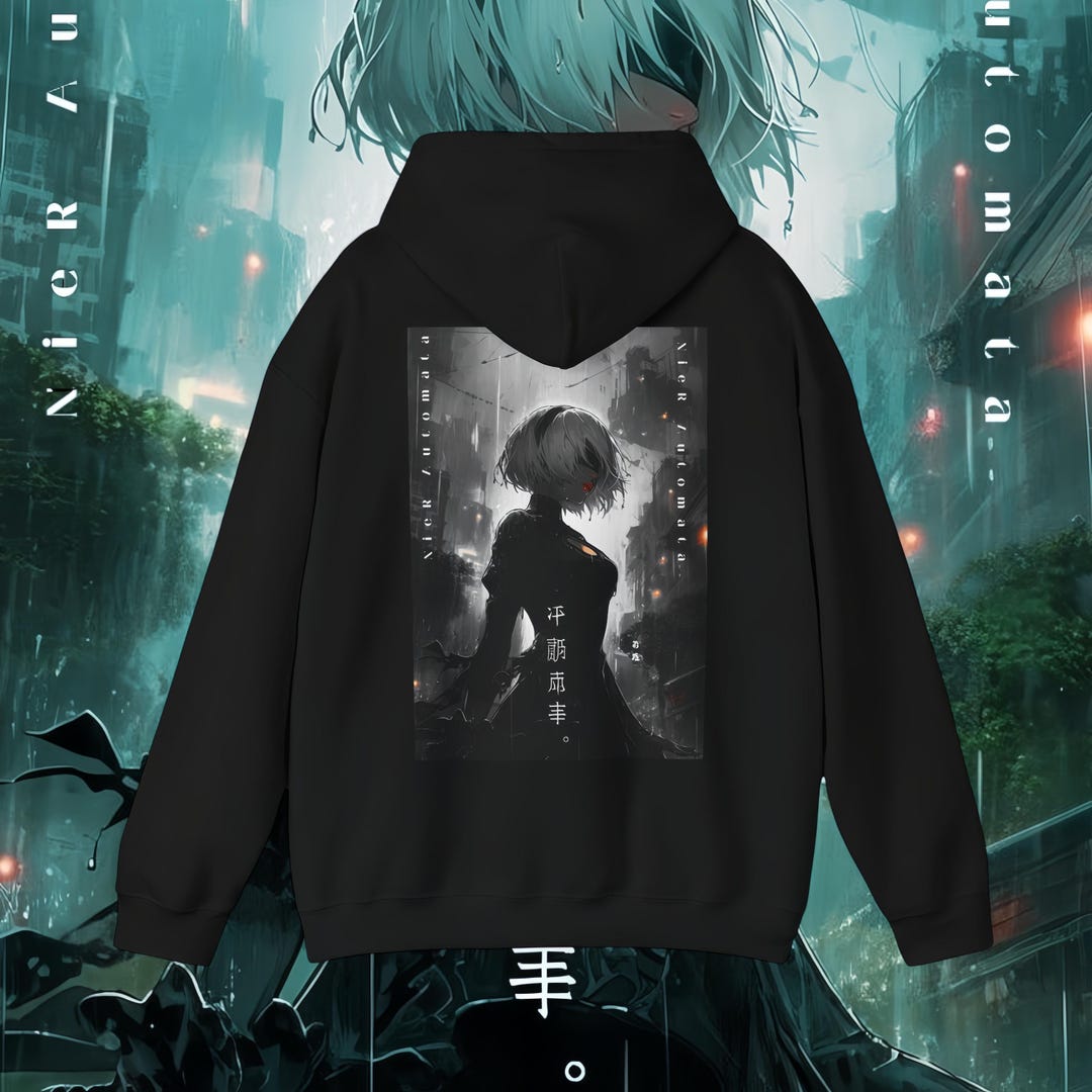 Anime Girl Nier Automata 2B Gamer Hoodie Sweatshirt, Japanese Video ...