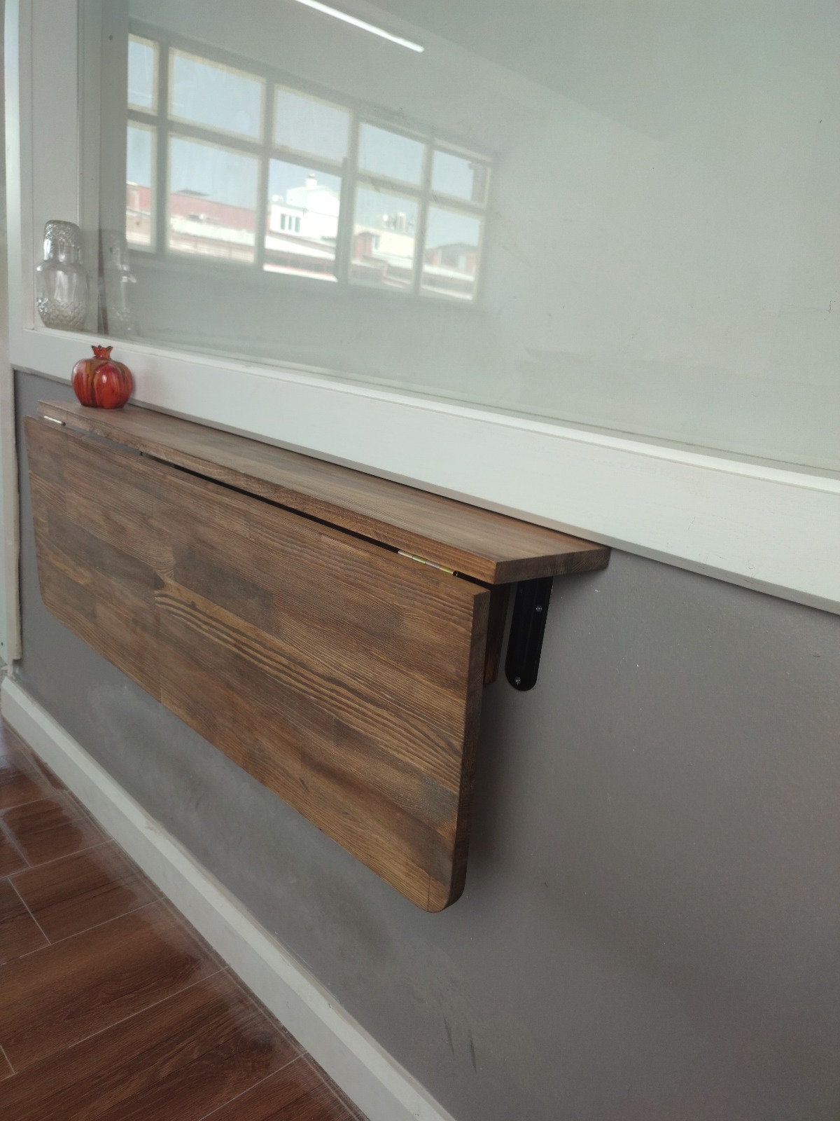 Natural Wood Folding Murphy Table Natural Wood Wall Mounted Folding ...