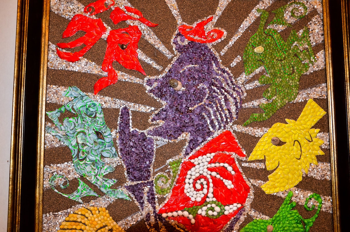 Mixed Media Seashell Original Nautical Mosaic With - Etsy