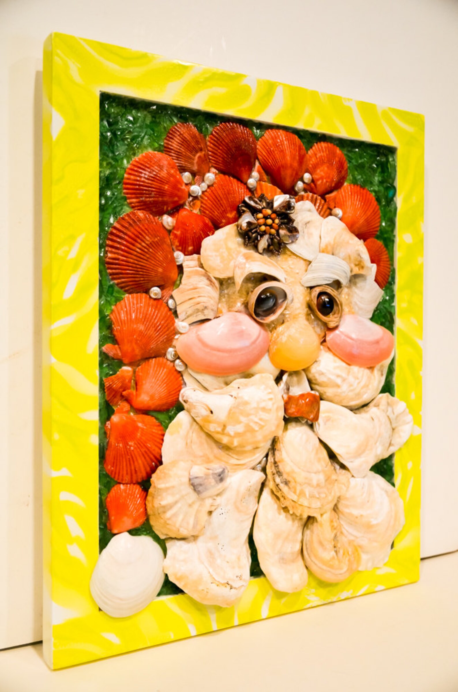 Original Mixed Media Art Seashell Mosaic santa - Etsy