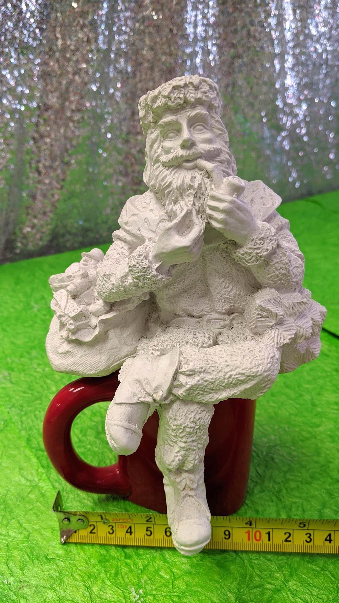 Shelf Sitting Santa Clause Christmas Statue With Paints and Brushes ...